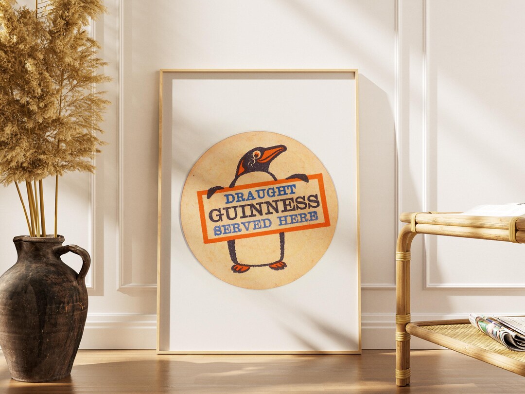 Guinness Penguin - Vintage Beer Mat – 1960s Poster – Restored Retro ...