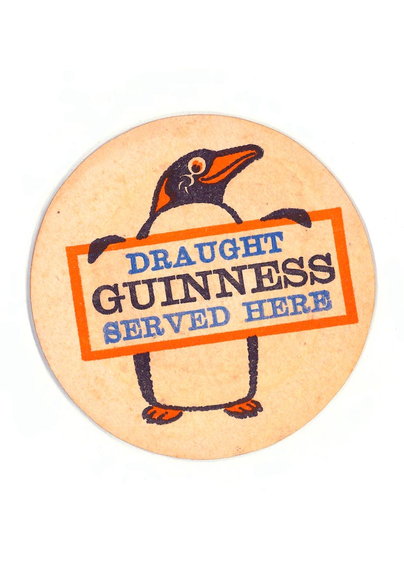 Guinness Penguin - Vintage Beer Mat – 1960s Poster – Wall Art – Giclée ...