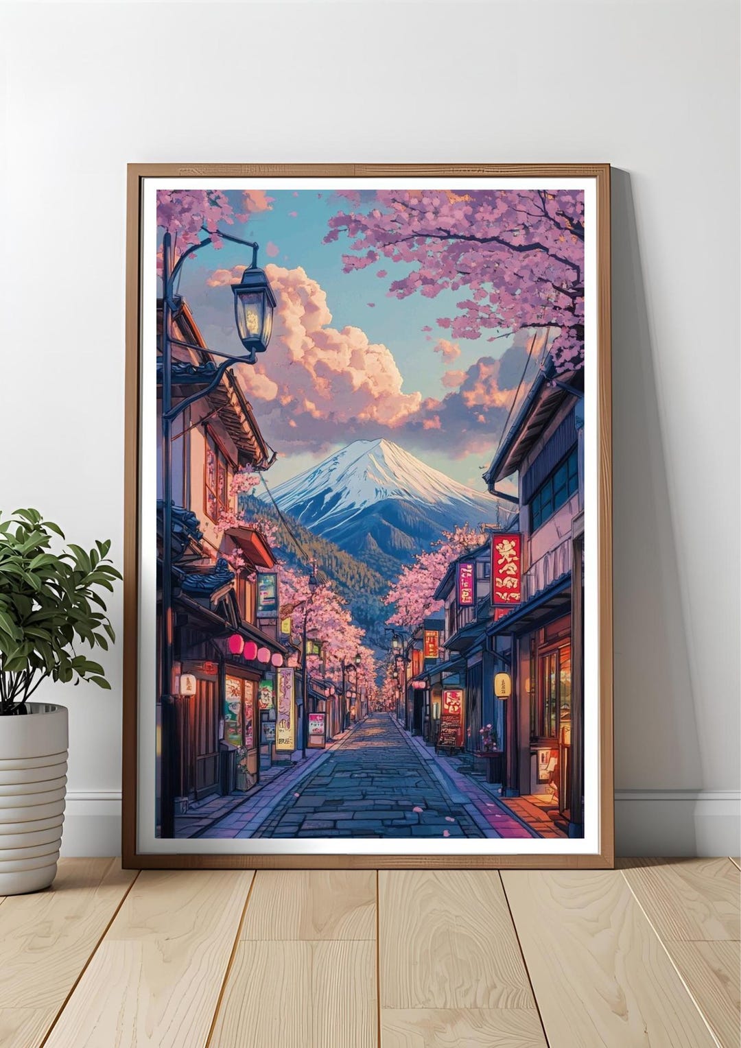 Mount Fuji Street View Poster | Japanese Cherry Blossom Wall Art ...