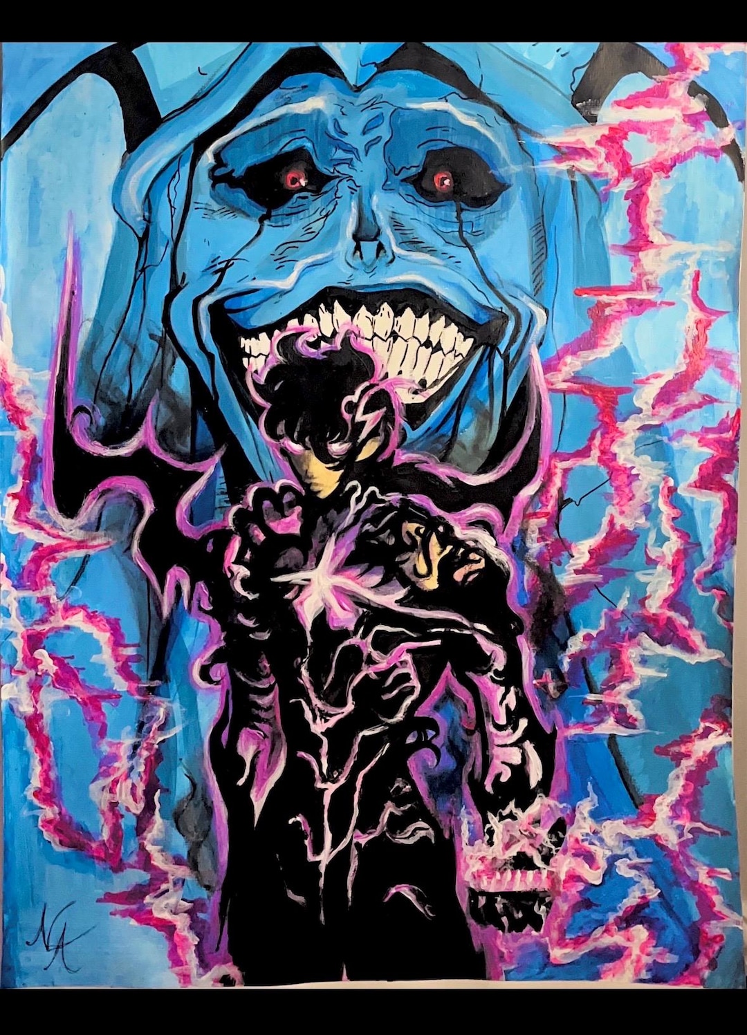 Solo Leveling Sung Jin Woo - the Statue of God -original Painting by ...