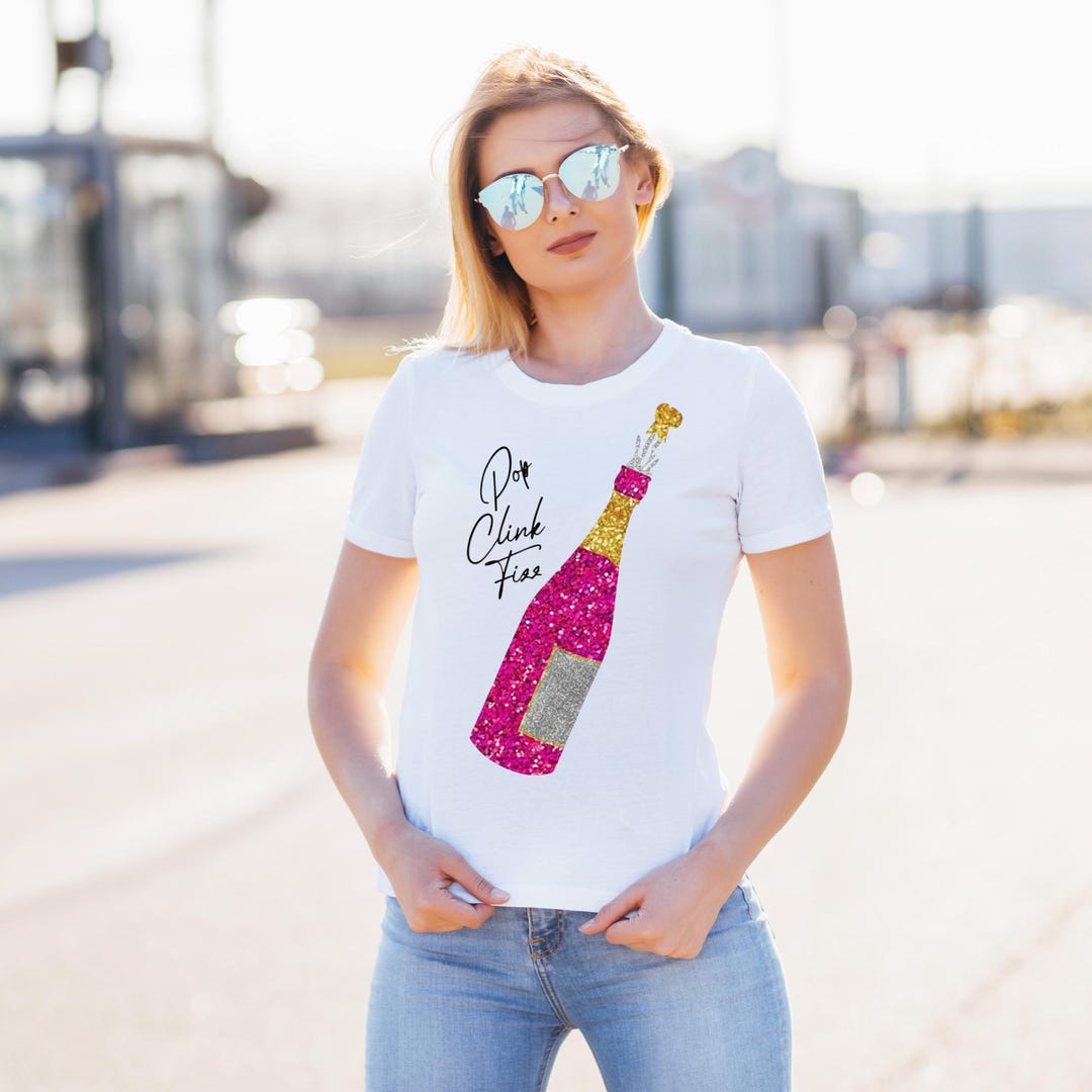 Pop Clink Fizz PNG, Glitter Champagne Bottle Sublimation, New Year's ...