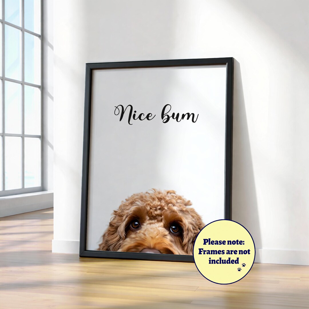 Funny Cockapoo 'nice Bum' Poster: Bathroom Dog Wall Art, Pet Portrait ...