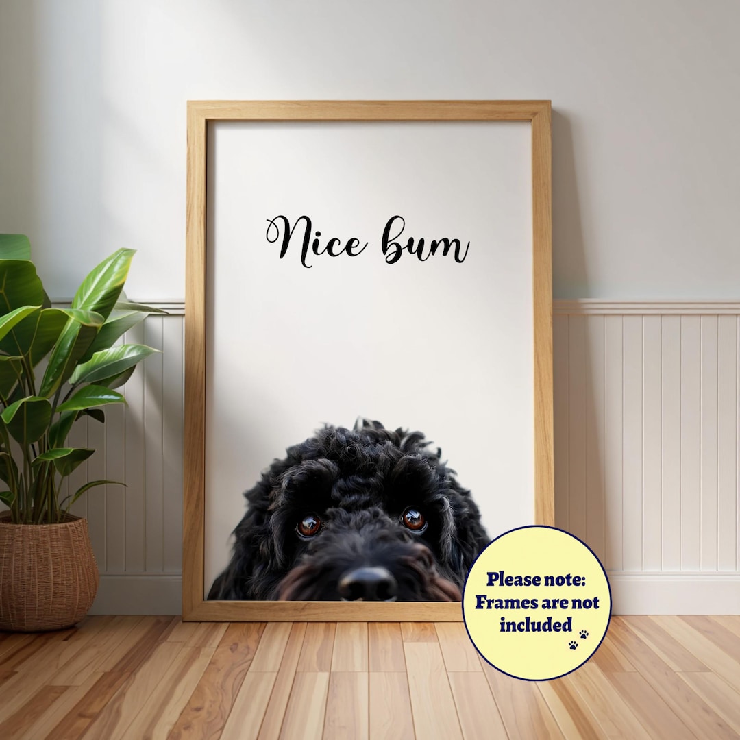 Funny Cockapoo 'nice Bum' Poster: Bathroom Dog Wall Art, Pet Portrait ...