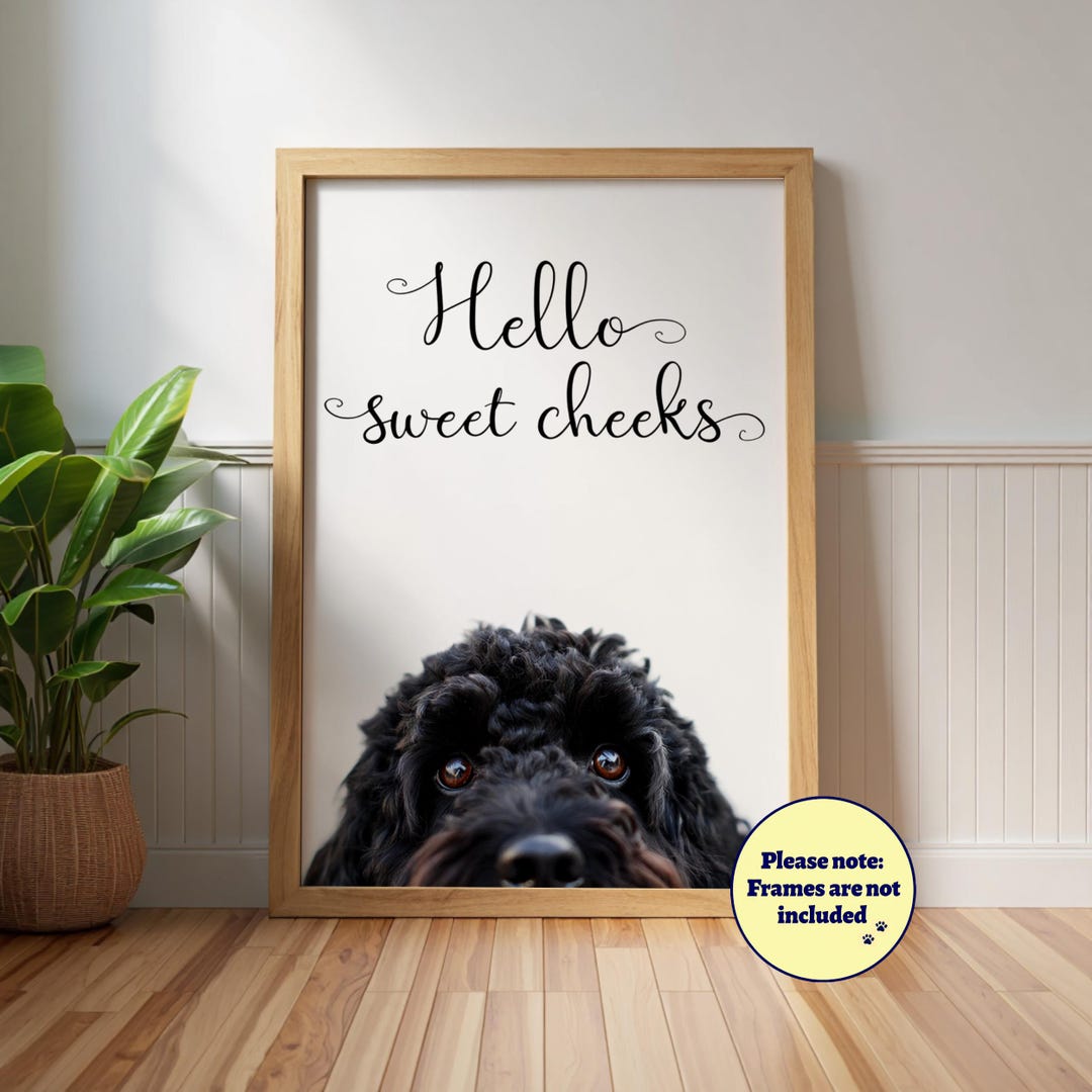Funny Cockapoo 'hello Sweet Cheeks' Poster: Bathroom Dog Wall Art ...
