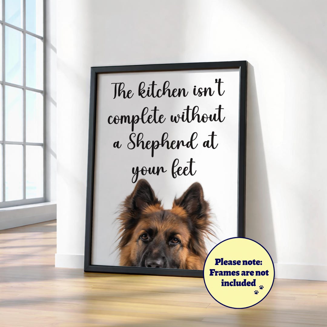 Long Haired German Shepherd Kitchen Poster: Dog Lover Gift, GSD Wall ...