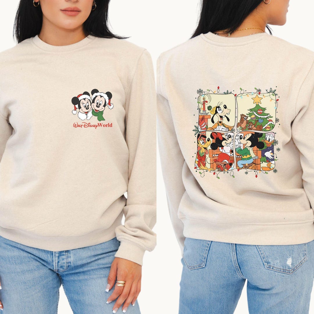 Disney Front Back Sweatshirt - Mickey Minnie Holiday Top - Disney ...