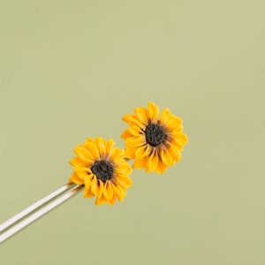 Yellow Sunflower Stud Earrings. Handmade Unique Sunflowers Wedding ...