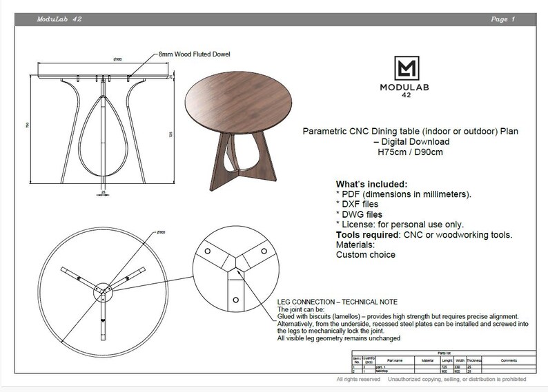 CNC Round Dining Table Plan – DXF, DWG Files (digital Download) - Etsy