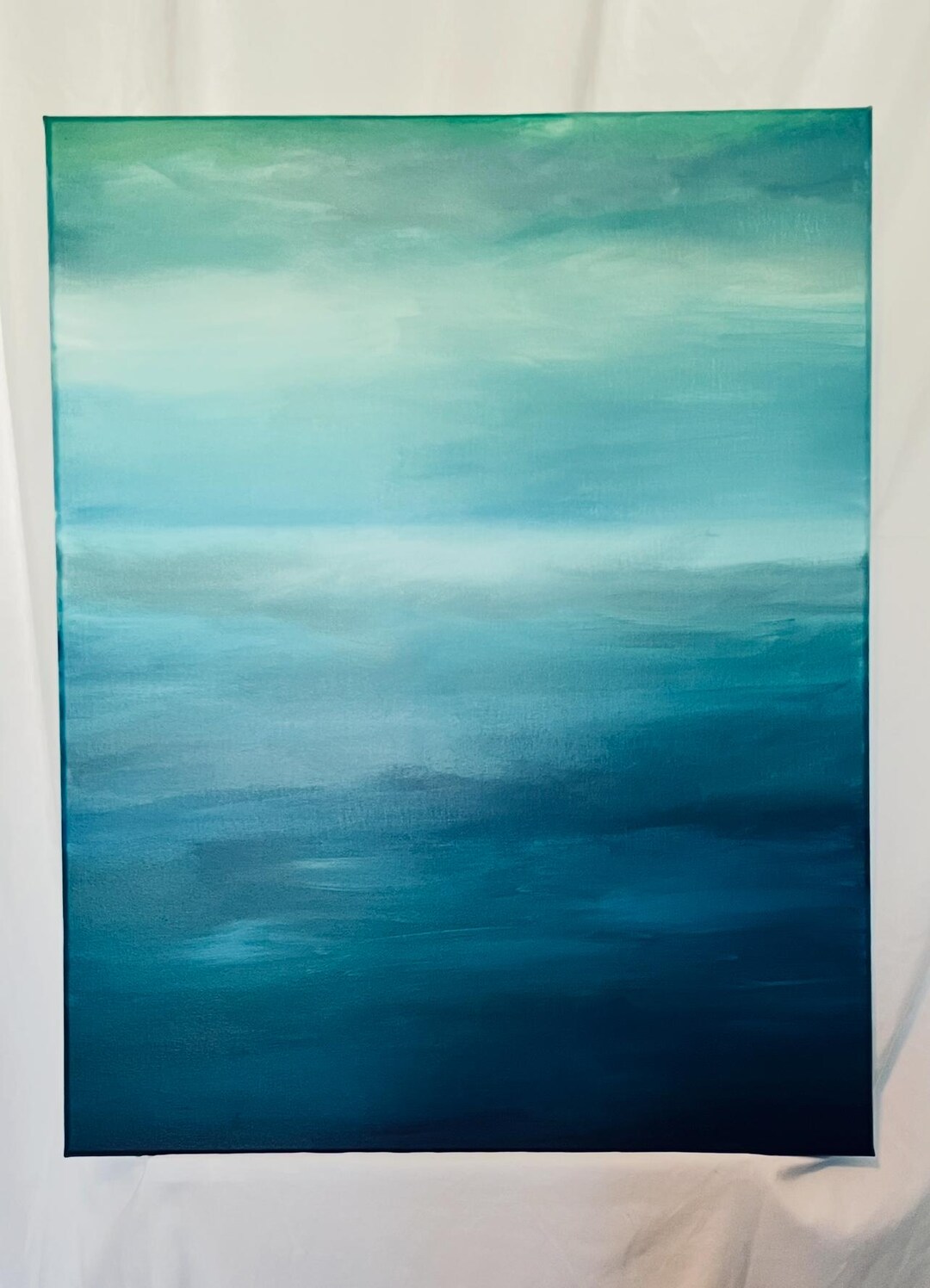 Oceans – Abstract Blue Ocean Painting on Canvas | Coastal Wall Art ...