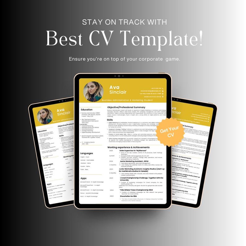 Resume Template for Job Applications | Clean & Modern CV | Instant ...