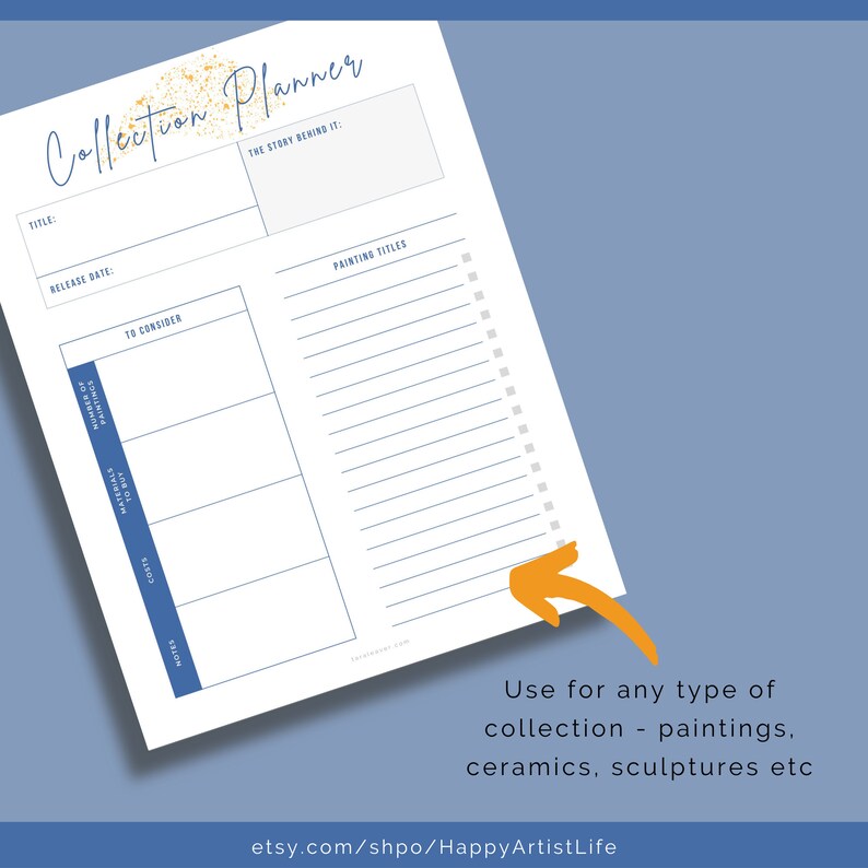 Artwork Collection Planner for Artists - Printable Art Planner - Etsy