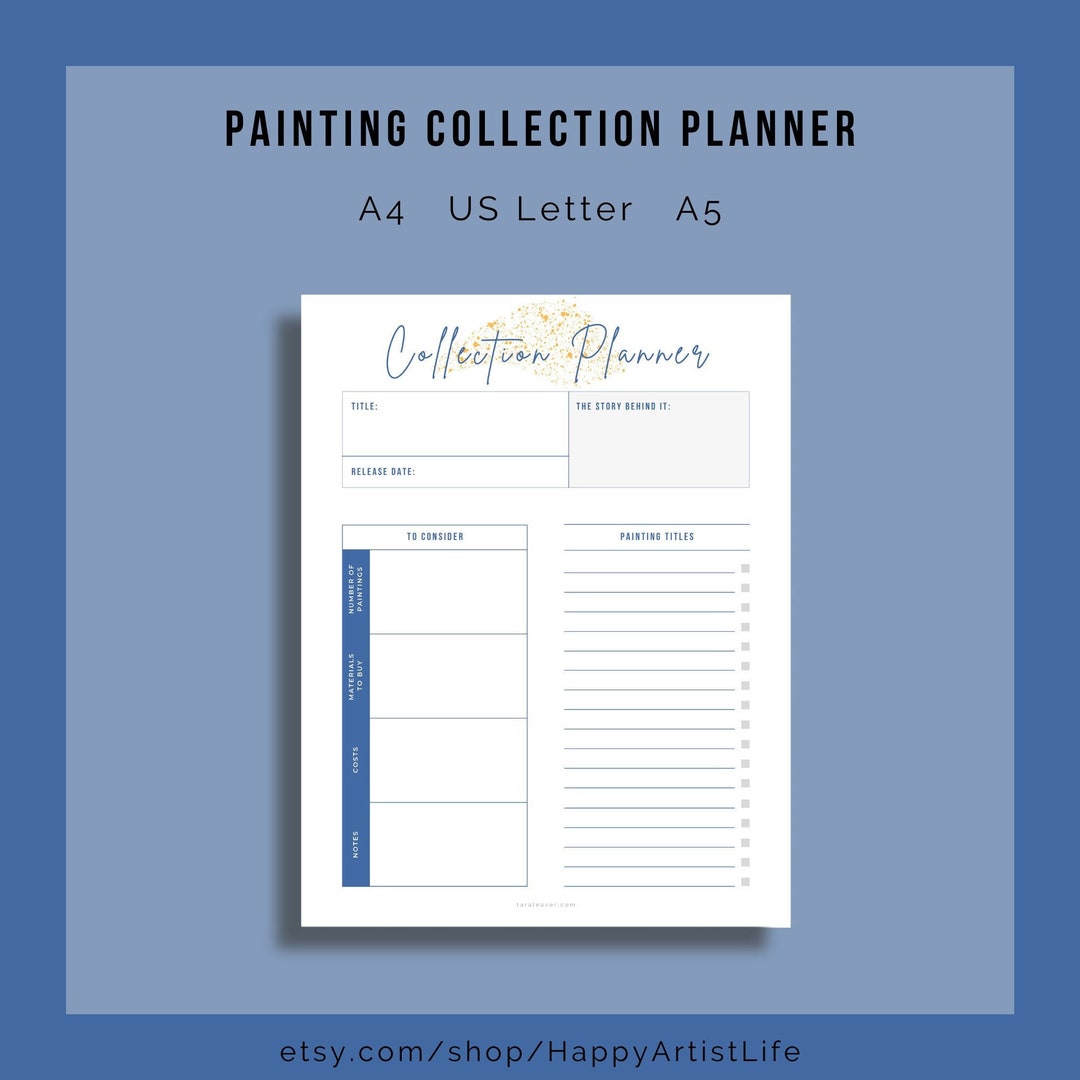Artwork Collection Planner for Artists - Printable Art Planner - Etsy