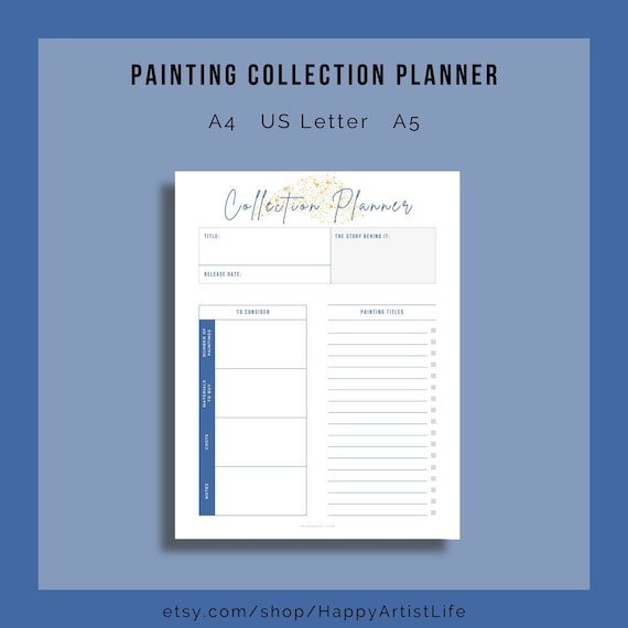 Artwork Collection Planner for Artists Printable Art Planner | Etsy