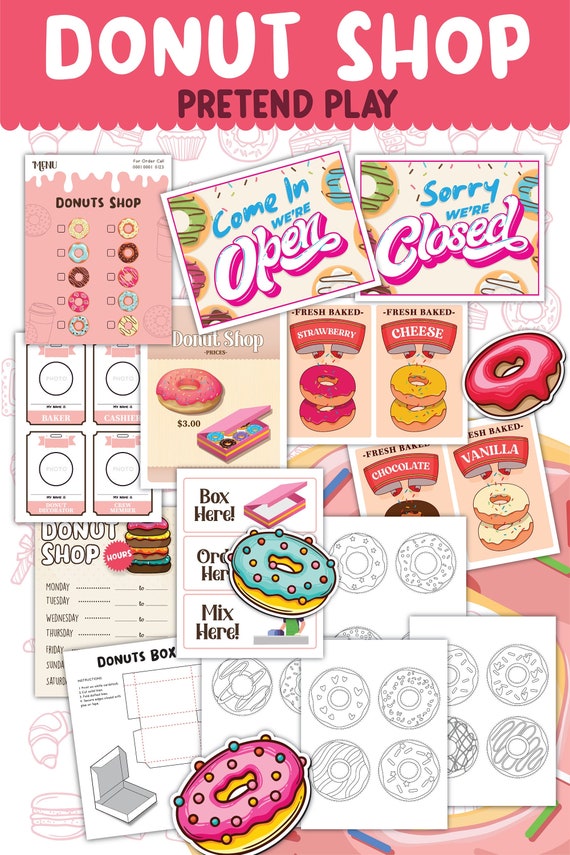 Donut Store Pretend Play Digital Printable - Etsy