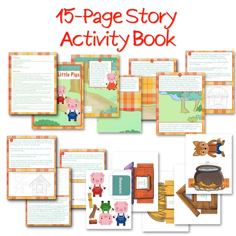 Digital Downloadable Printable Three Little Pigs Interactive Book - Etsy