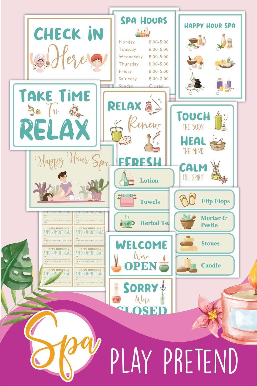 Spa Pretend Play Printables - Etsy