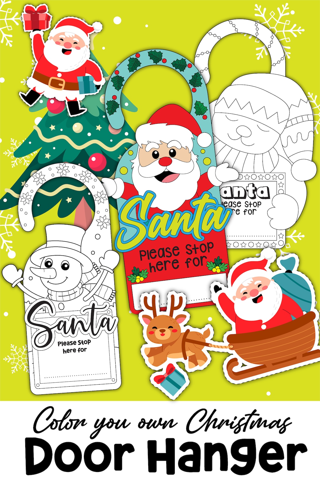 Color Your Own Christmas Door Hanger Printable - Etsy