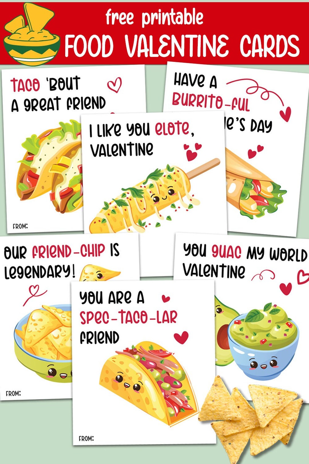 Mexican Food Valentine Card Printables - Etsy
