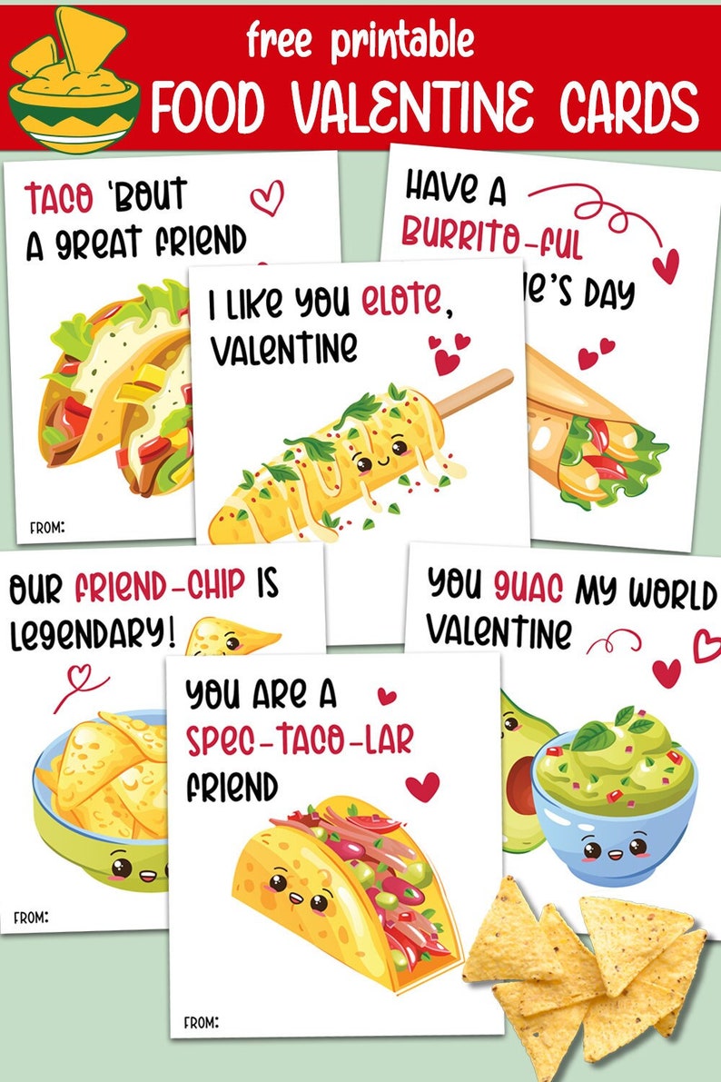 Mexican Food Valentine Card Printables - Etsy