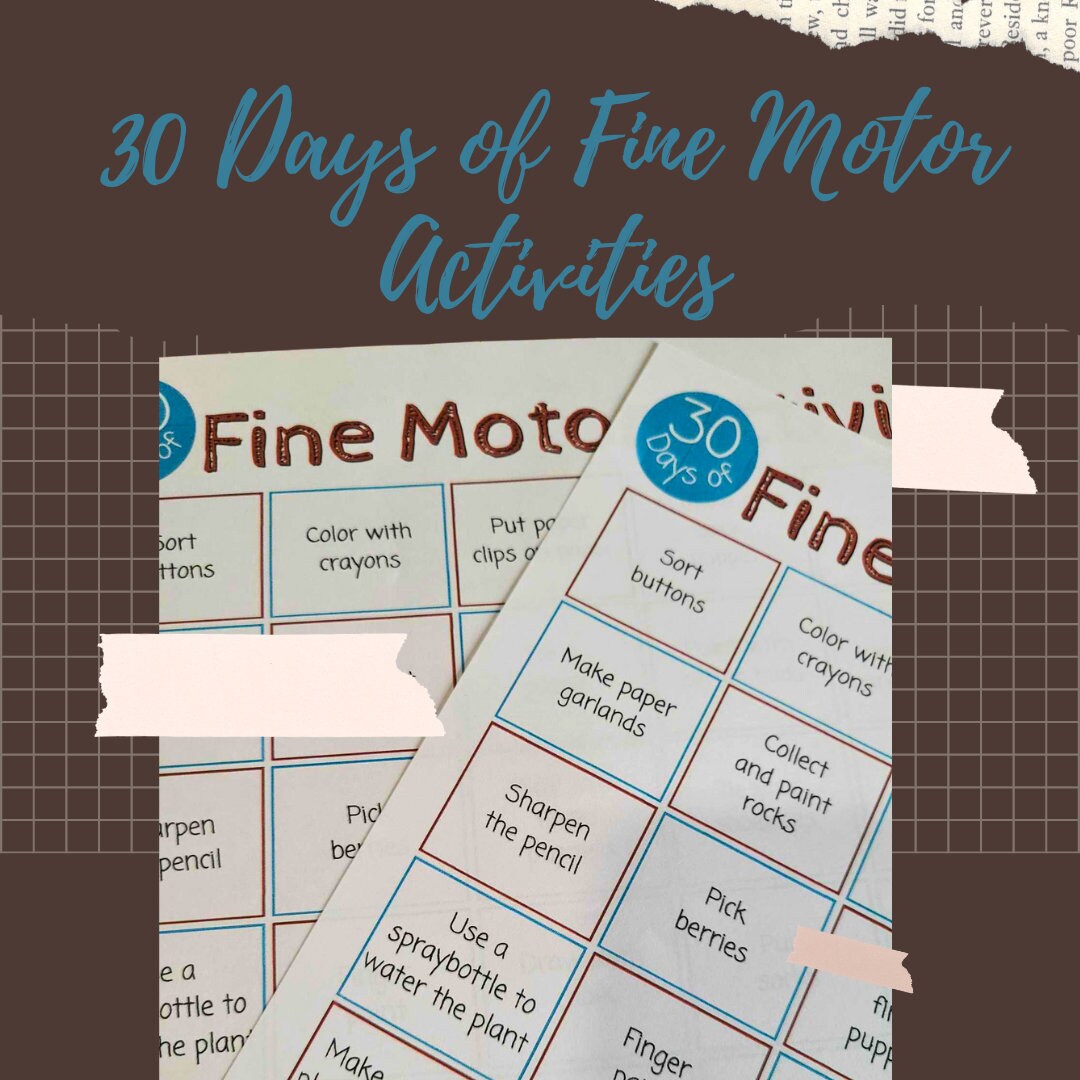 30 Days of Fine Motor Activities Sheet - Etsy