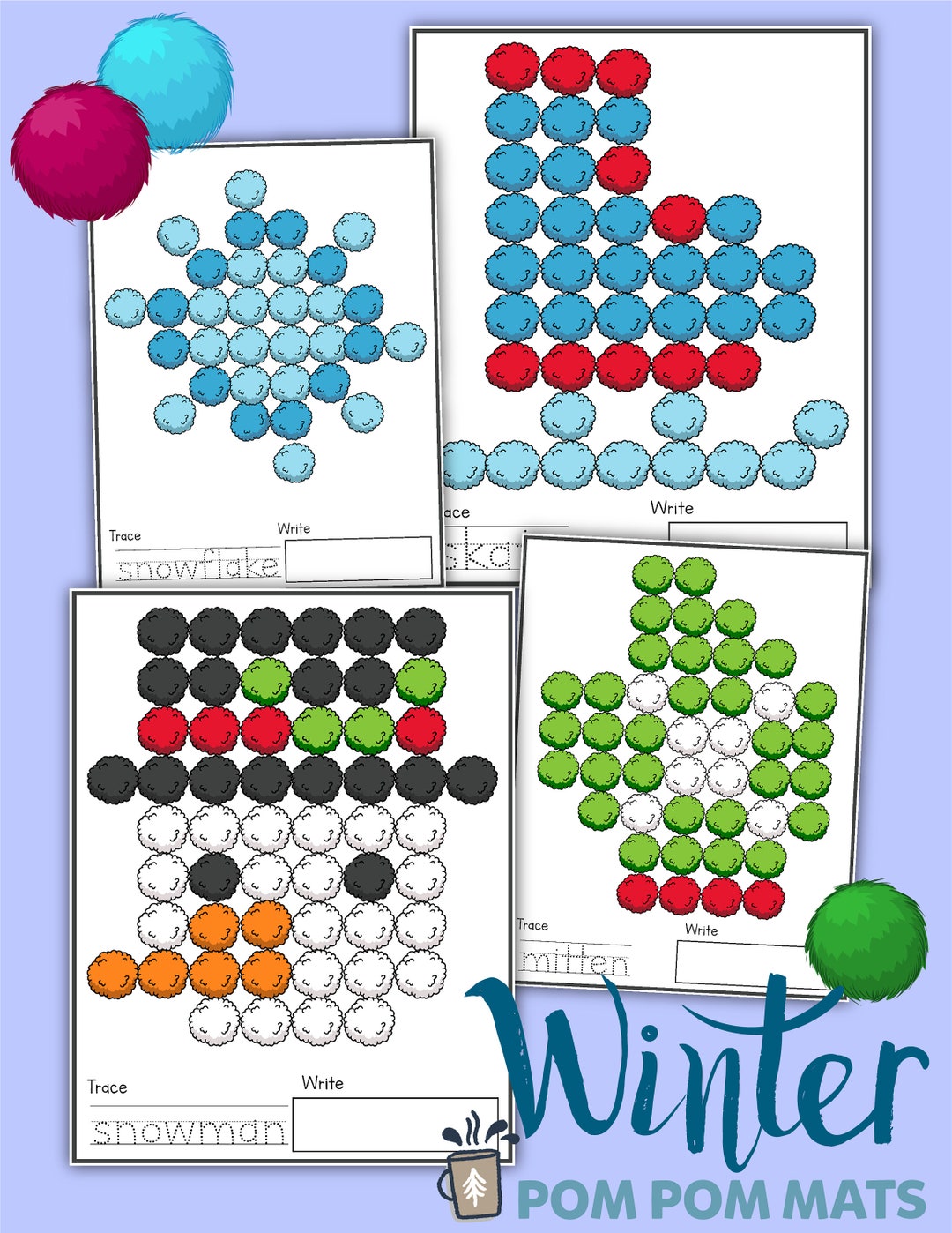 Winter Themed Pom Pom Mats - Etsy