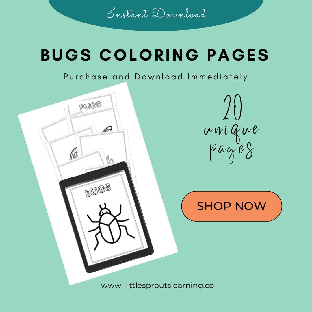 Bug Coloring Pages (20 Different Designs) - Etsy