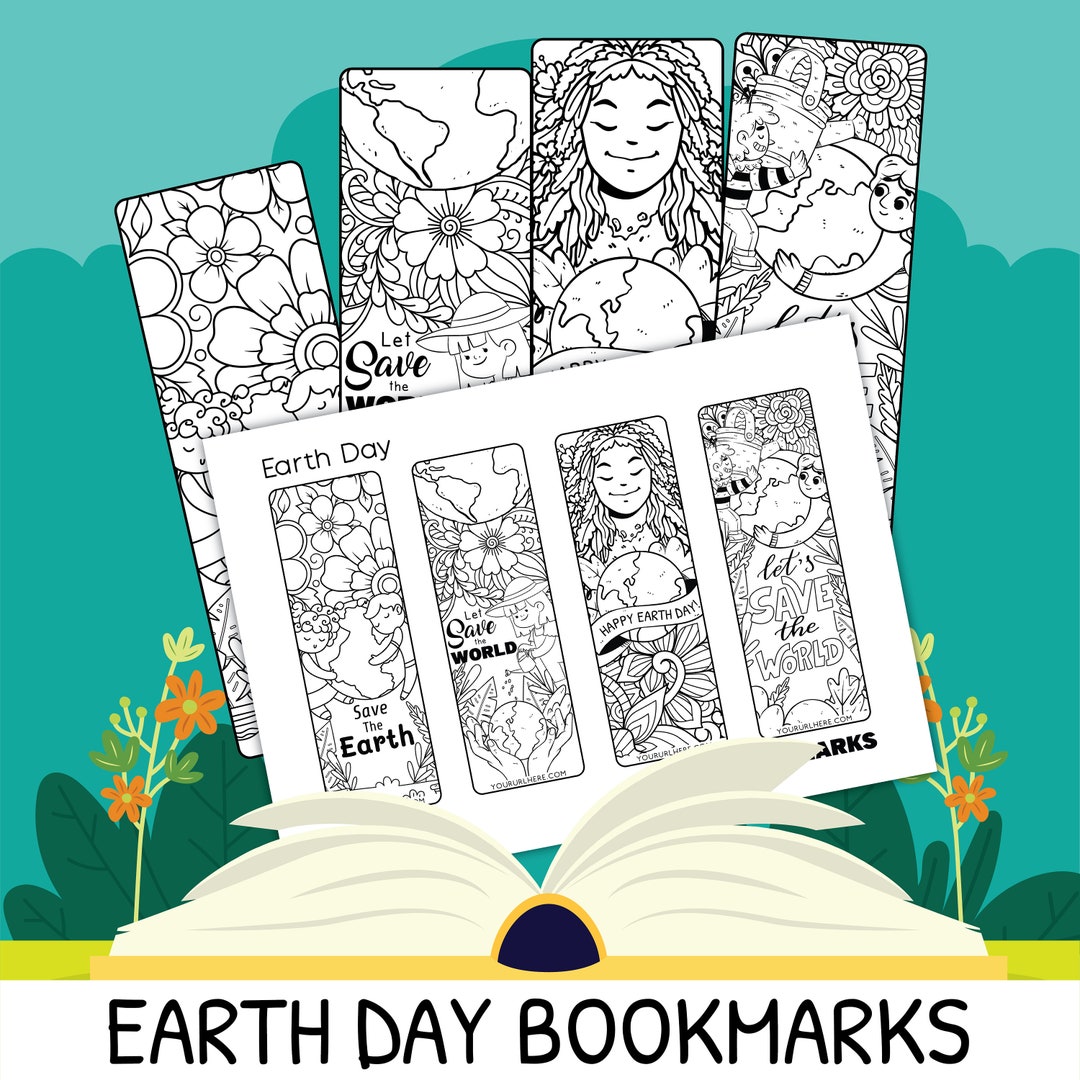 Earth Day Printable Coloring Bookmarks - Etsy