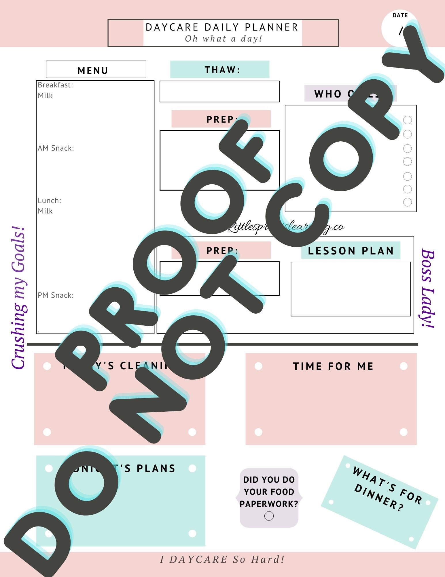 Daily Planner for Home Daycare Providers - Etsy