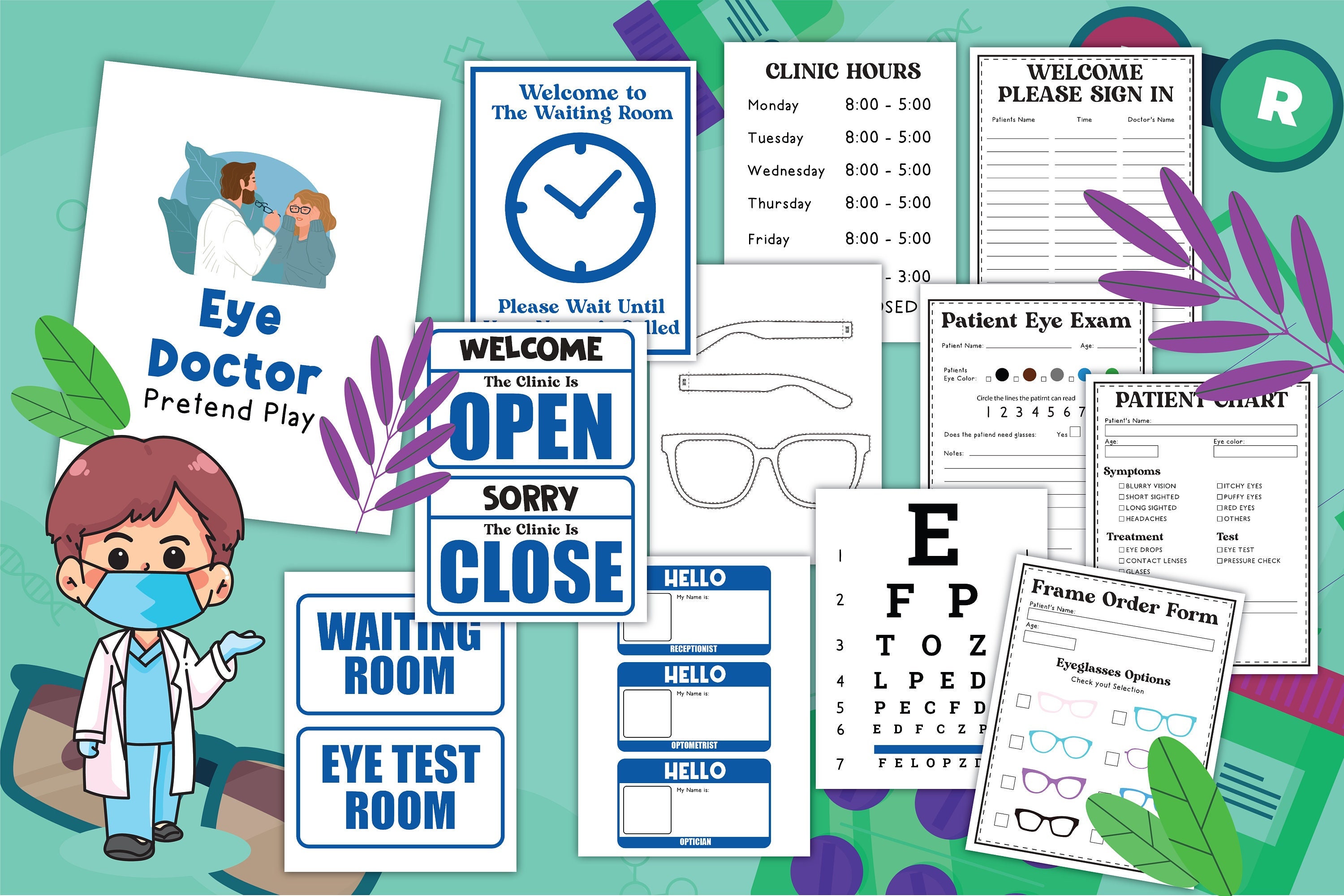 Printable Digital Eye Doctor Pretend Play Download - Etsy