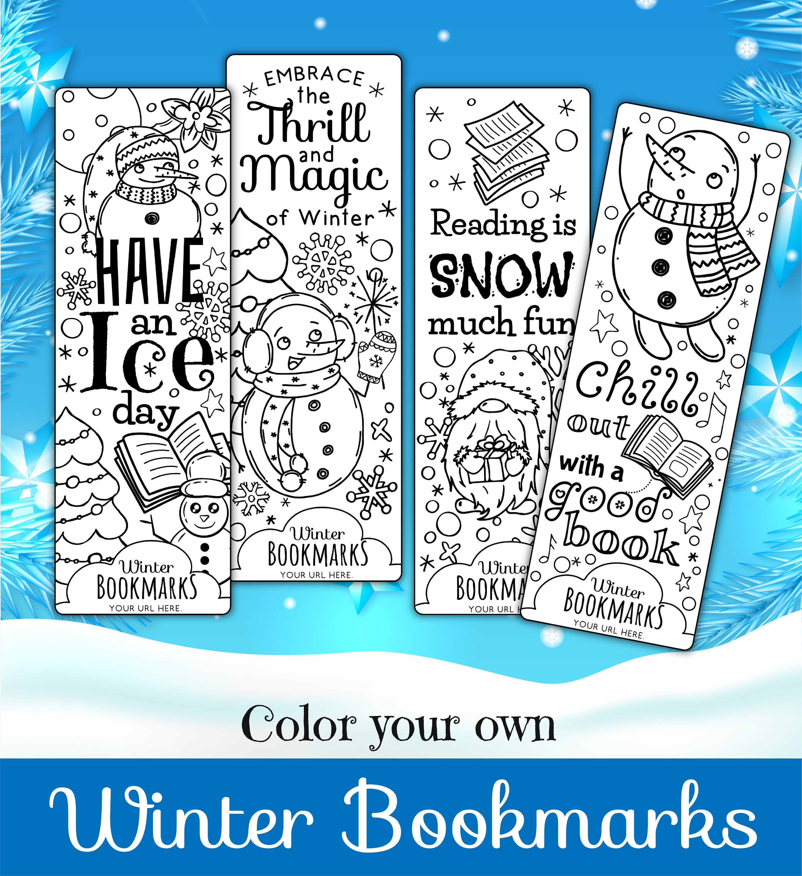 Winter Bookmarks Printable - Etsy