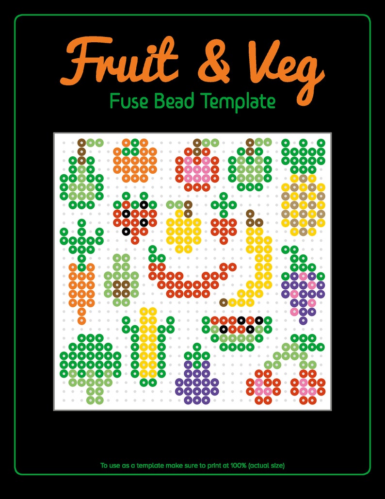 Fruit and Vegetable Fuse Bead Patterns, Printable - Etsy
