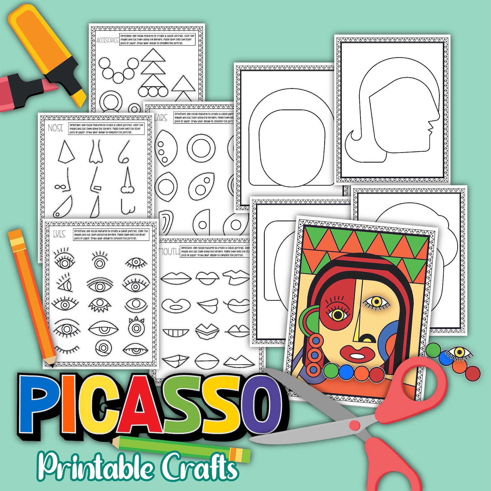 Picasso Art Printable Activity - Etsy