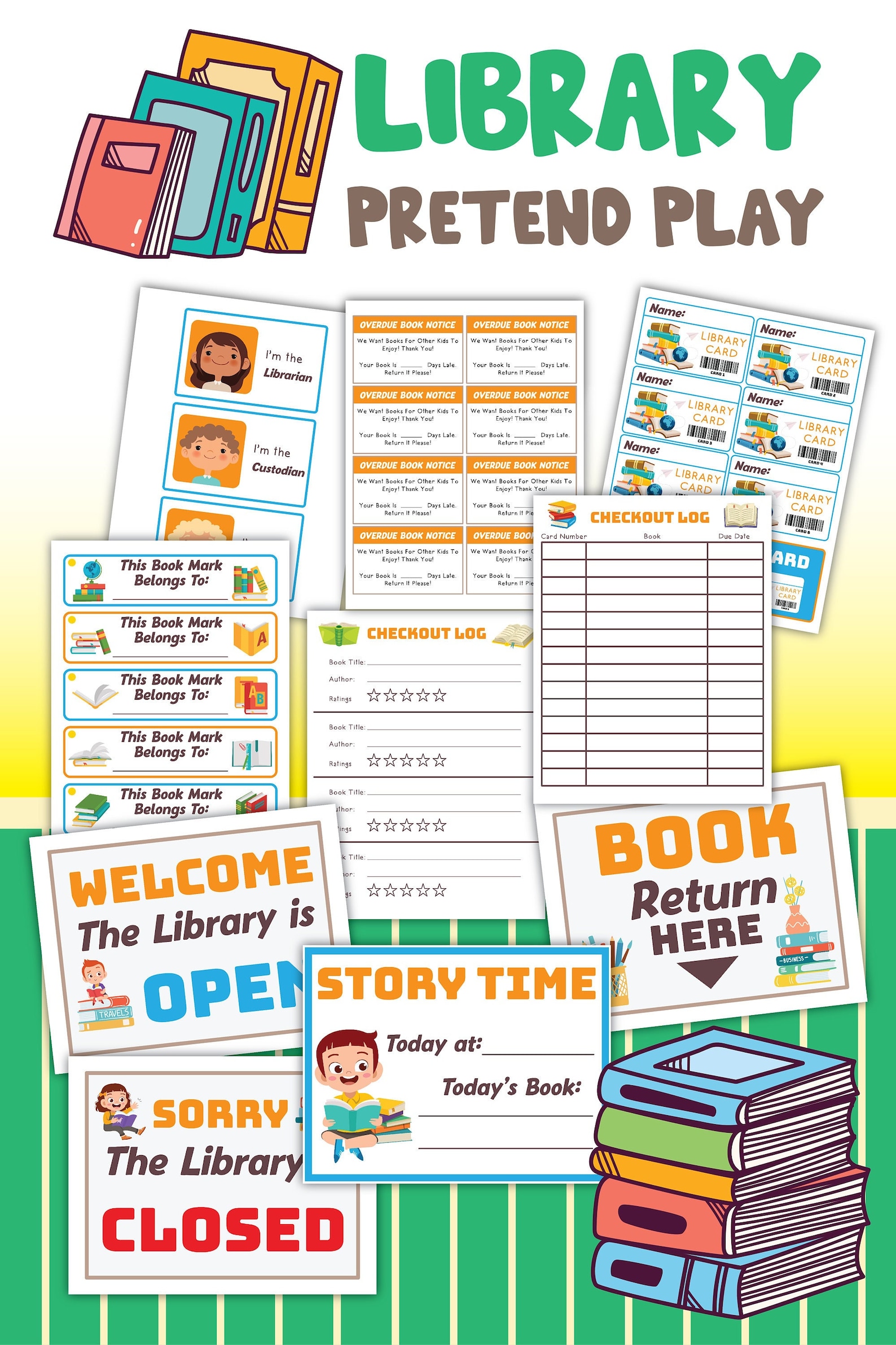 Digital Printable Library Pretend Play Download - Etsy