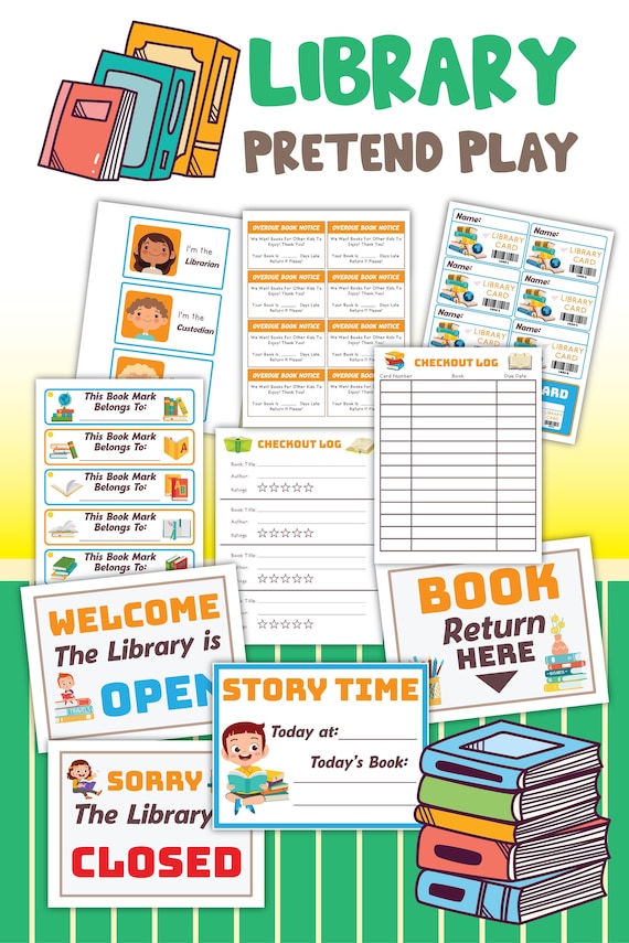 Digital Printable Library Pretend Play Download - Etsy