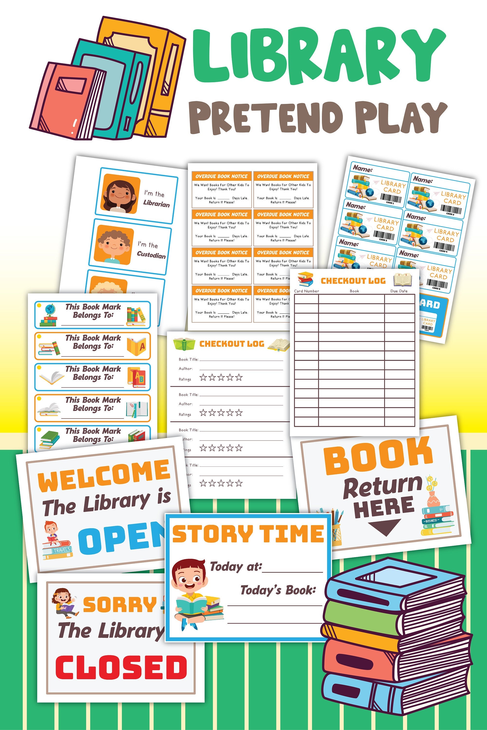 Digital Printable Library Pretend Play Download - Etsy