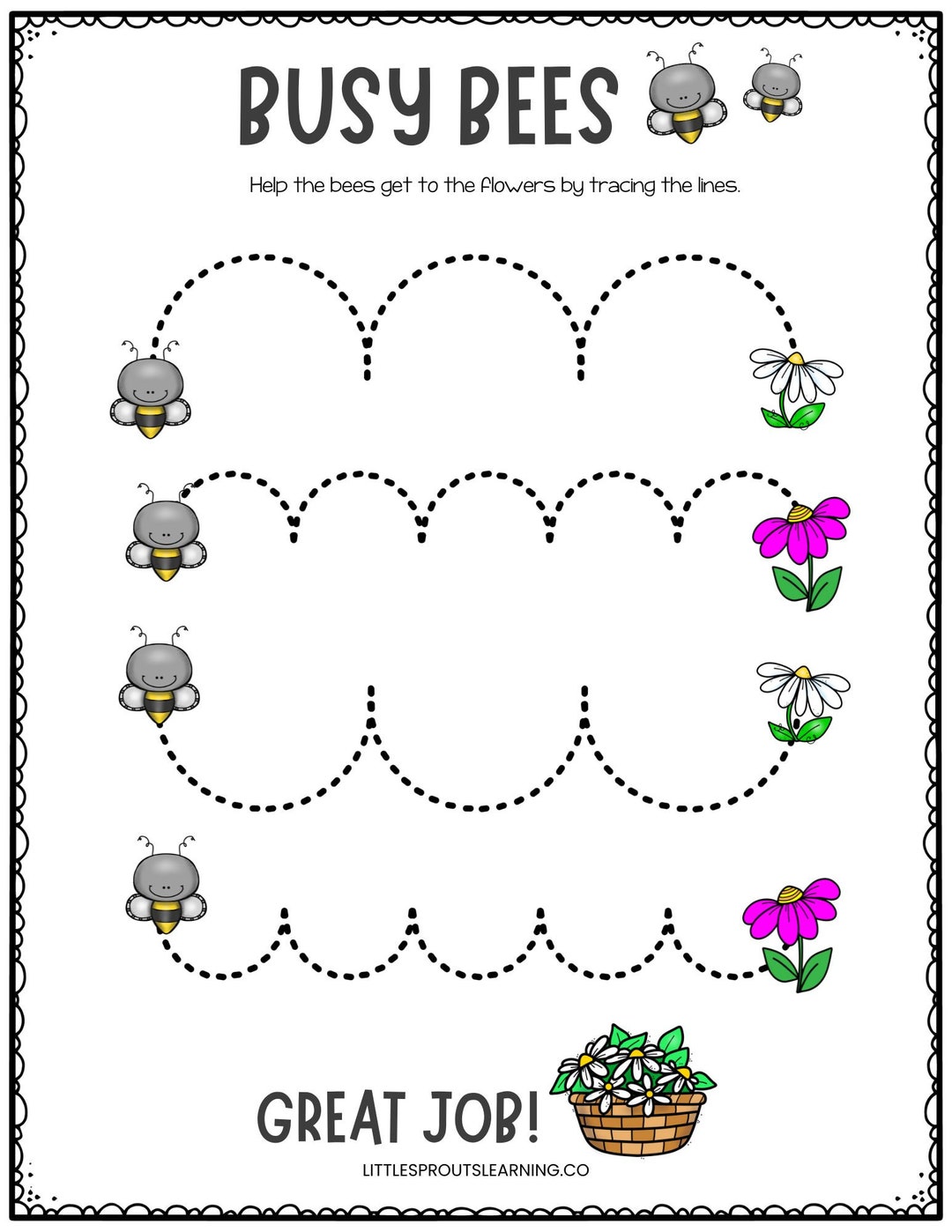 Busy Bees Tracing Sheets - Etsy