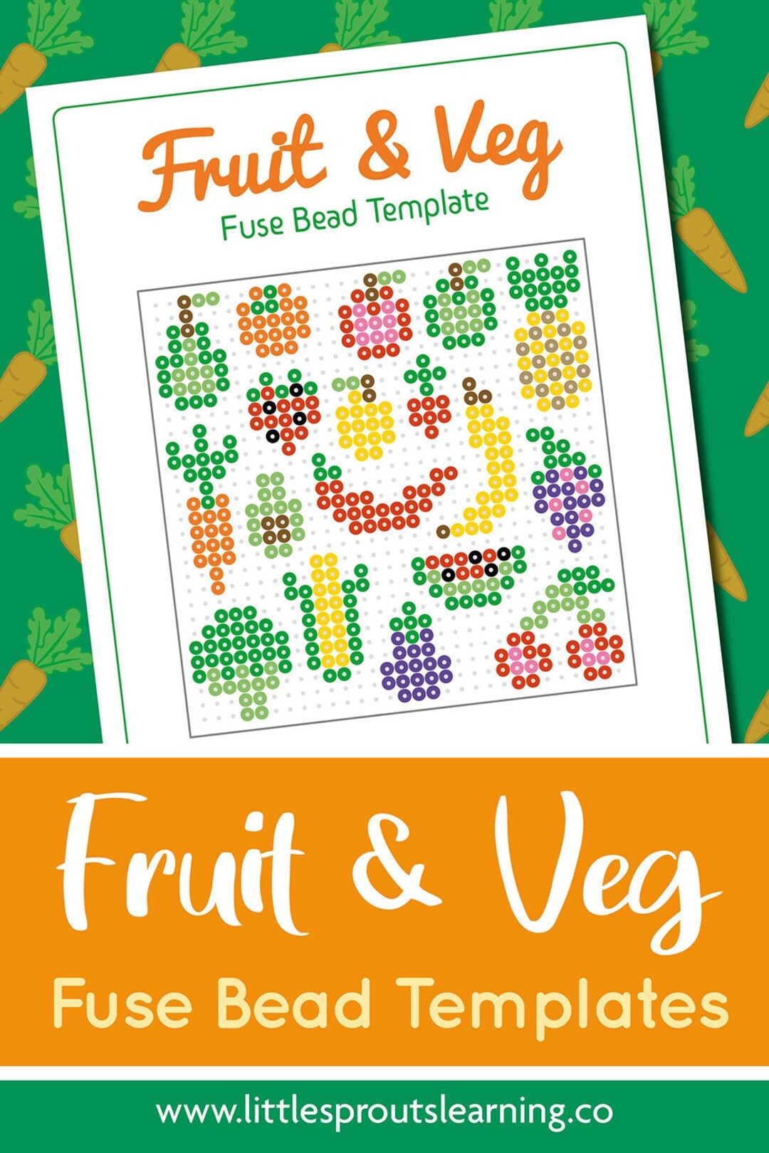 Fruit and Vegetable Fuse Bead Patterns, Printable - Etsy