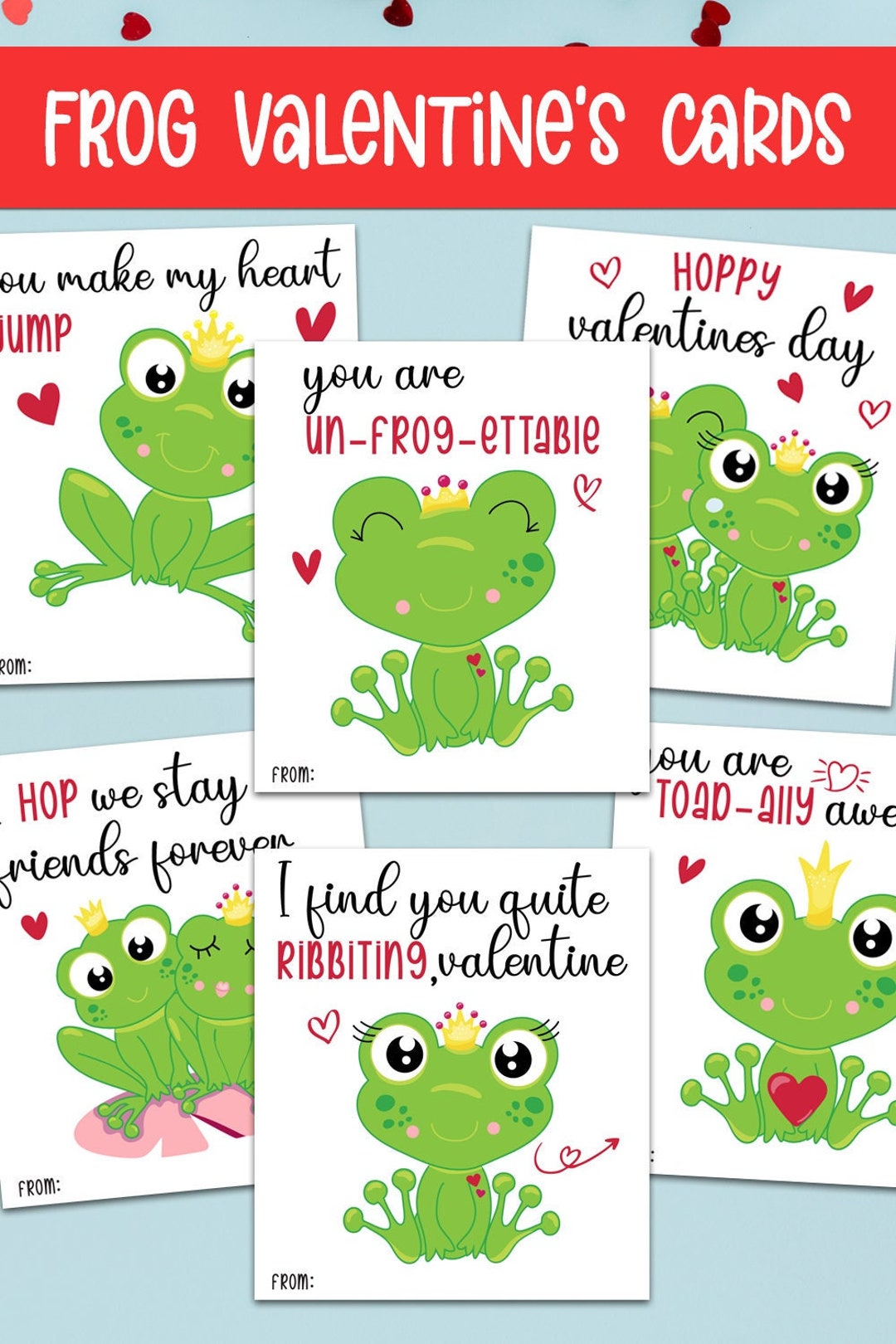 Frog Valentine Cards Printable - Etsy