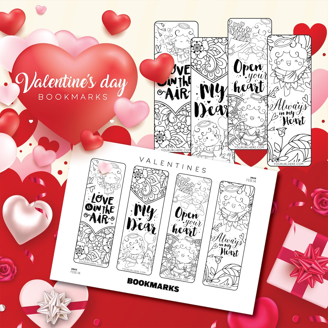 Printable Valentine's Day Bookmarks - Etsy