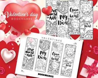 Printable Valentine's Day Bookmarks - Etsy