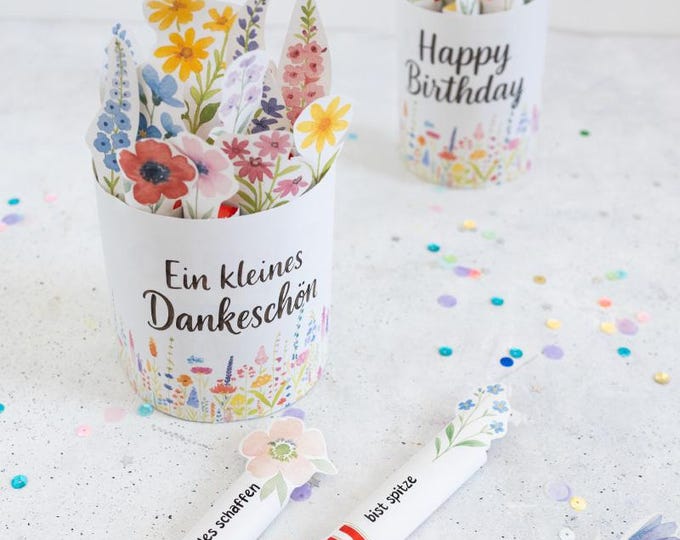 Duplo Banderole „Blumenstrauß“- Vorlage zum Ausdrucken | Danke | Blumen ...