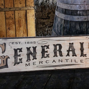 Rustic General Store Mercantile Wood Sign - Hand Crafted Antique Wooden ...