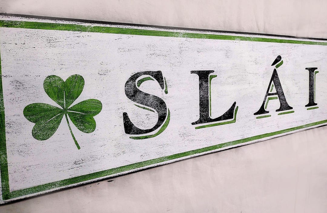 Slainte Irish Wood Sign - Shamrock Irish Wooden Decor - Etsy
