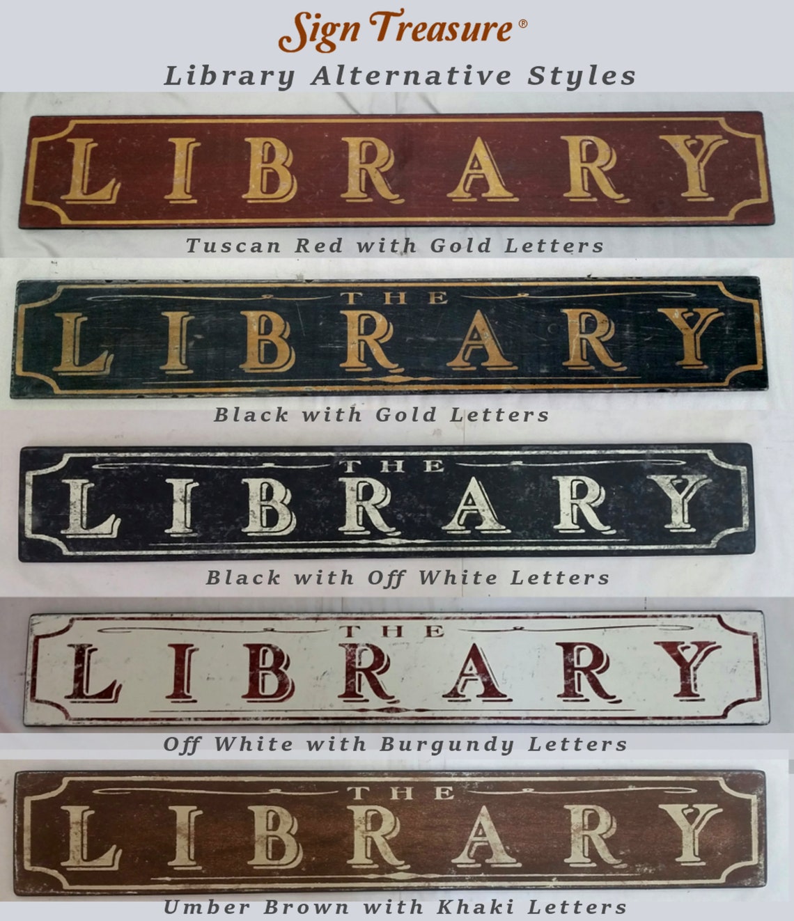 Antique Style the Library Wood Sign Handmade Rustic Wooden - Etsy