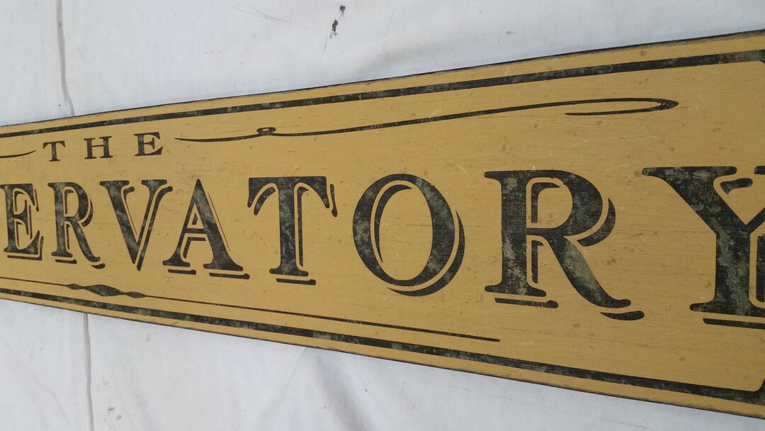 The Conservatory Sign Gold Handmade Wood - Etsy