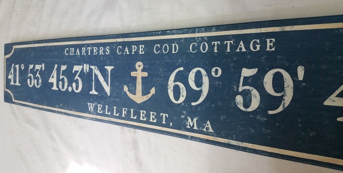 Personalized Latitude Longitude Wood Sign With Nautical | Etsy