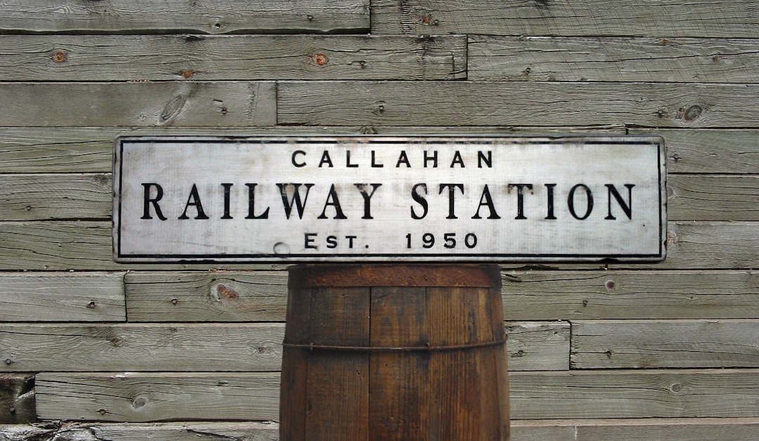 Custom Railway Station Wood Sign - Hand Made Wooden Antique Train Decor ...