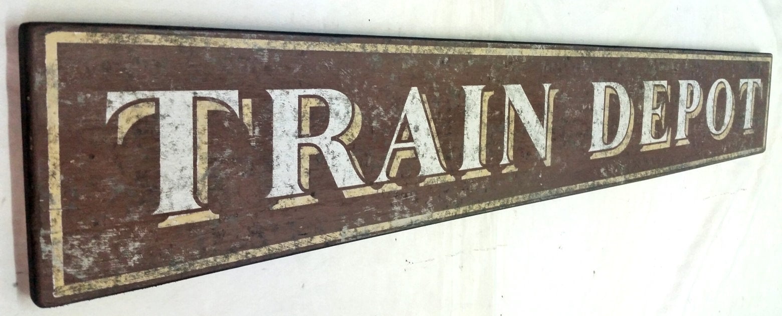 Train Depot Wood Sign Handcrafted Antique Train Decor - Etsy