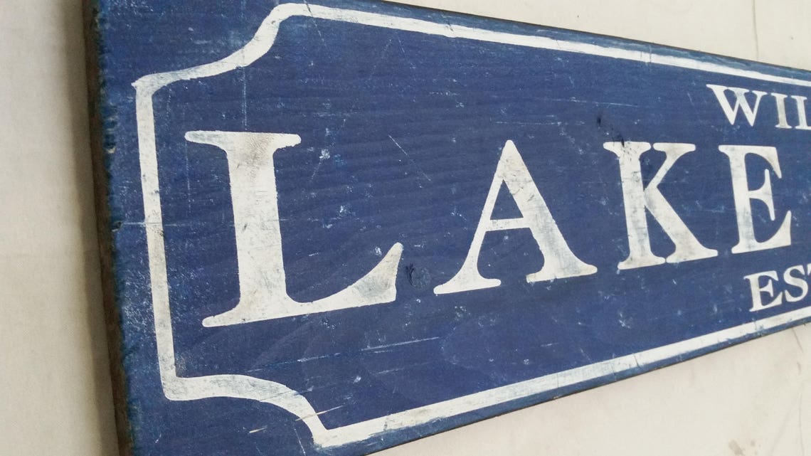 Personalized Lake House Wood Sign - Handmade Antique Style Wooden Decor ...