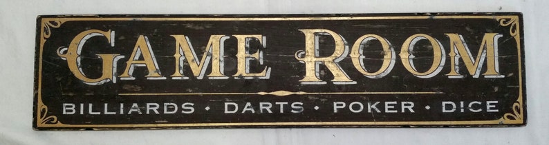 Game Room Antique Style Wood Sign - Hand Made Wooden Decor - Etsy
